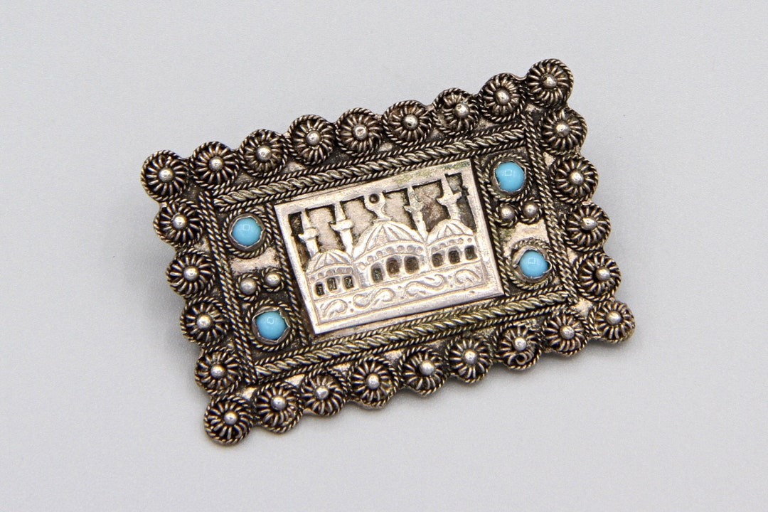 Vintage 1930s Middle East Brooch Pin Art Deco Style, 900 Silver and ...