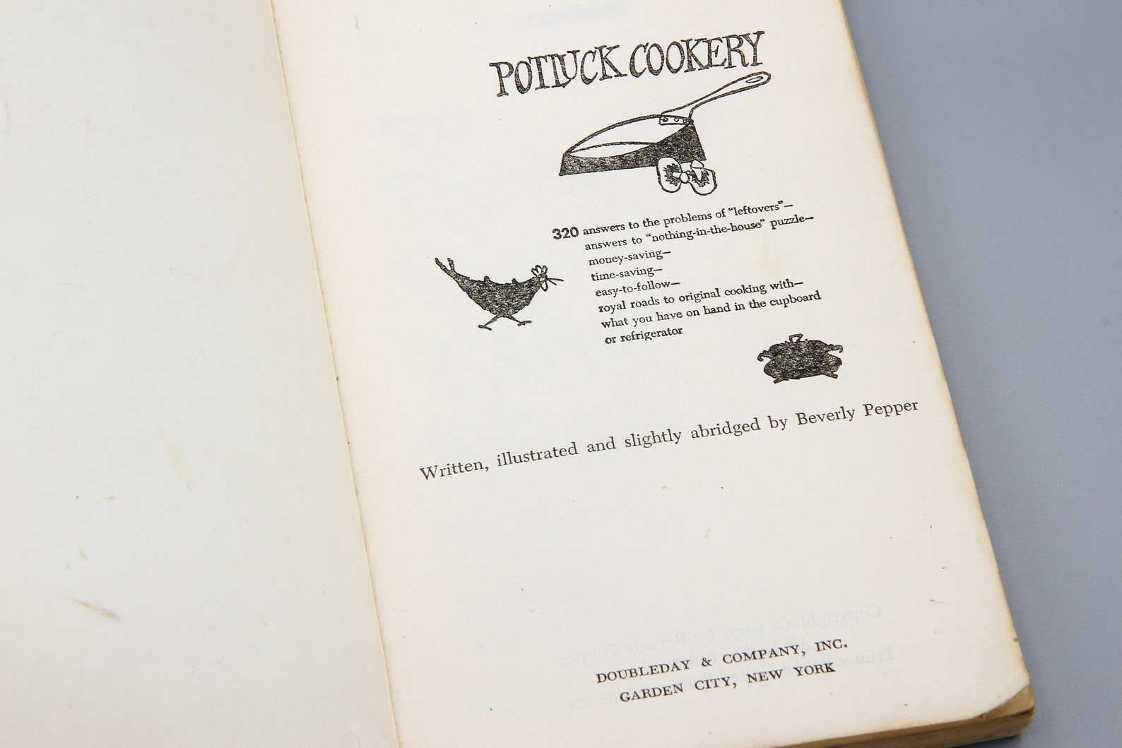 Potluck Cookery, Old Illustrated Cookbook by Beverly Pepper, Vintage ...