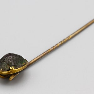 Green Beetle Art Deco Stick Pin, Beetle and Gold Pin, Yellow Gold Hat ...