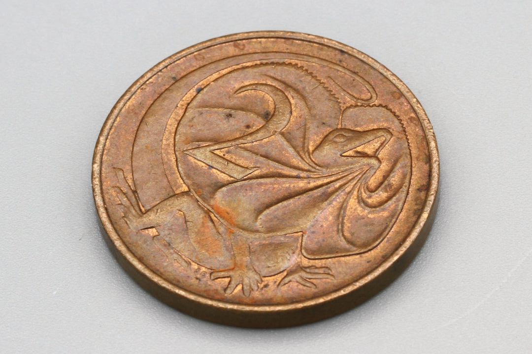 Australian Coin 2 Cents 1967, UK Queen Elizabeth II, Frill Necked ...