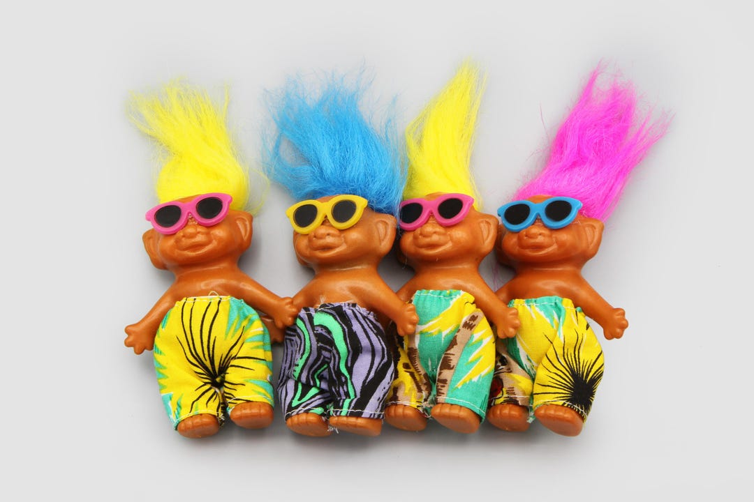 RARE Lot of 4 Korean Trolls Dolls, Genuine Vintage 1980s Troll Toy ...