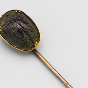 Green Beetle Art Deco Stick Pin, Beetle and Gold Pin, Yellow Gold Hat ...