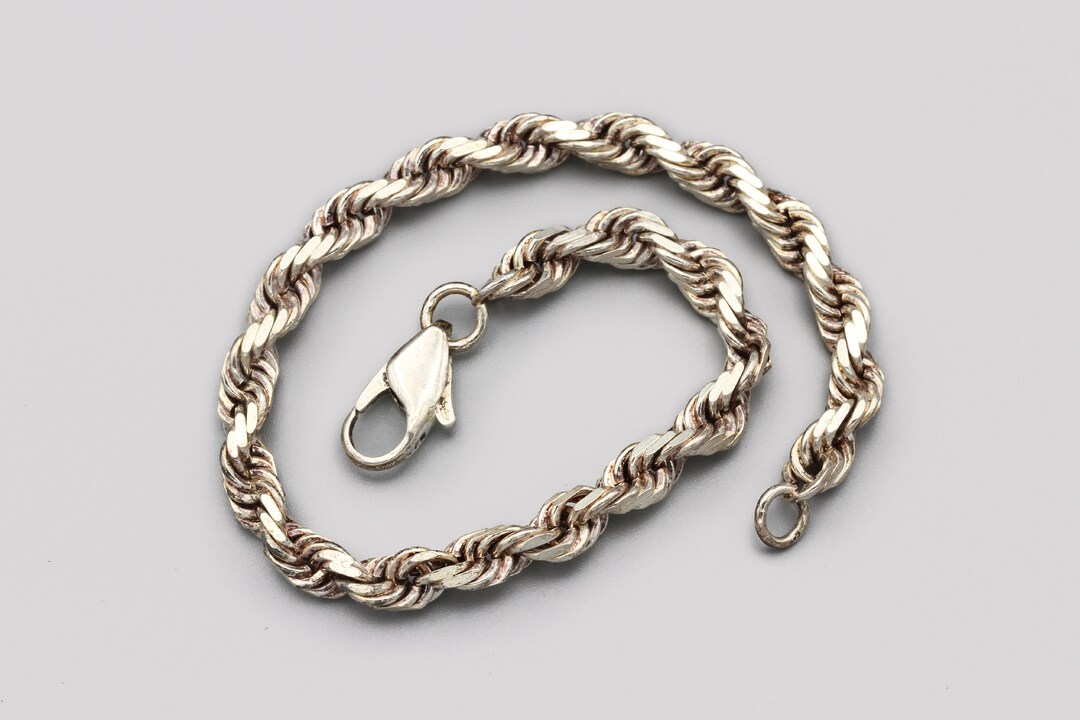 Thick 5mm Rope Chain Bracelet, 925 Sterling Silver Bracelet, Twisted Rope Bracelet, Modern ...