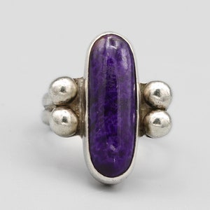 925 Sterling and Indigo Blue Stone Ring Size 8 Modernist - Etsy