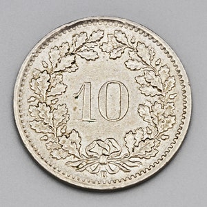 10 Rappen Swiss Coin 1969, Old Switzerland Copper Nickel Coin ...