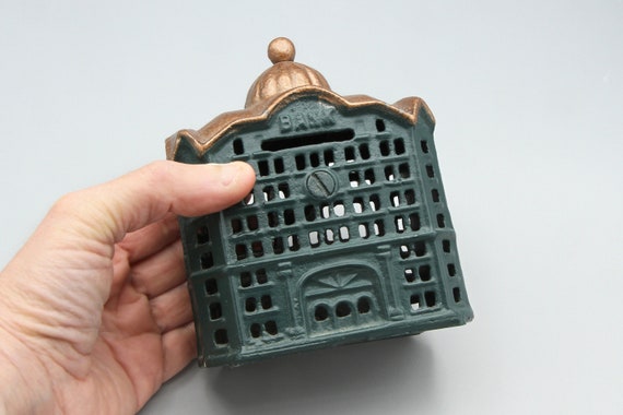 Vintage Cast Iron Coin Bank Antique 1900s Home Decor AC - Etsy