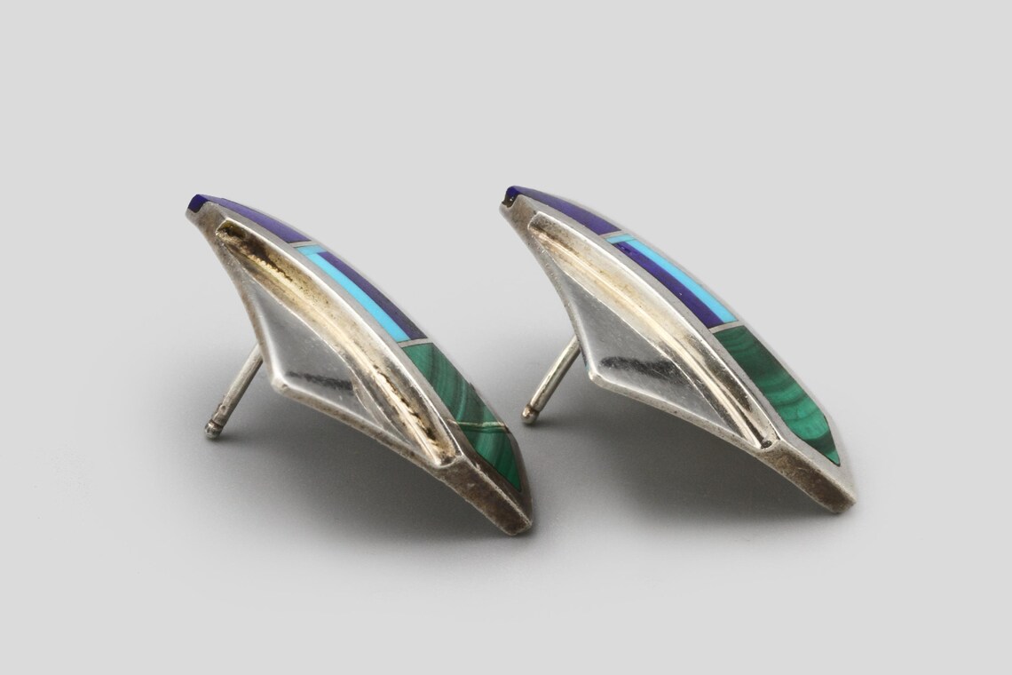 Knifewing Segura Apache Stud Earrings, 925 Sterling Silver Multi Stone ...