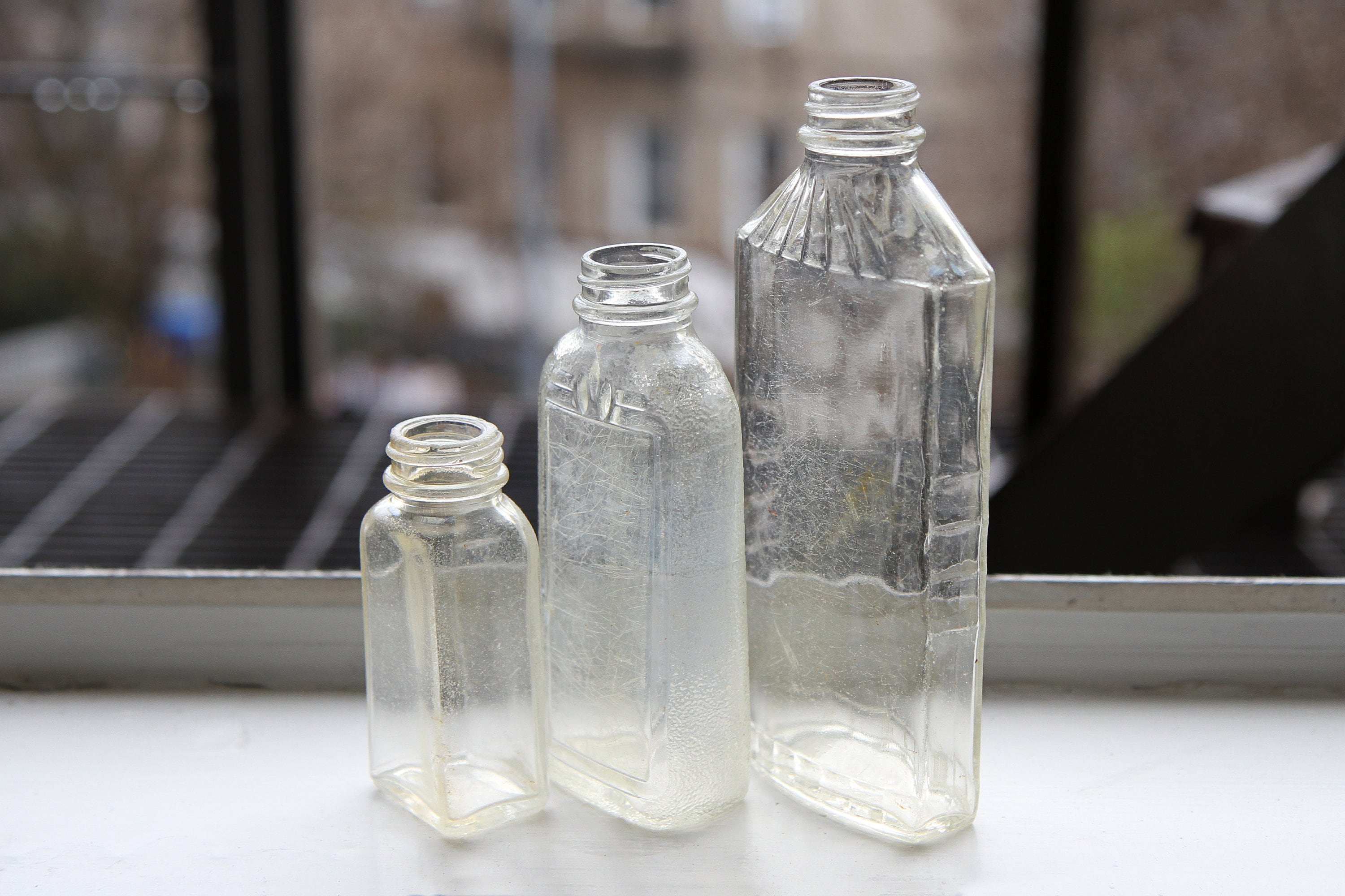 Lot of 3 Antique Clear Glass Bottles, Found in New York USA, Dunhill ...