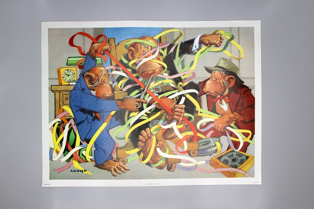 Funny Humorist Caricature, Vintage 1960s Litho Prints Art for ...