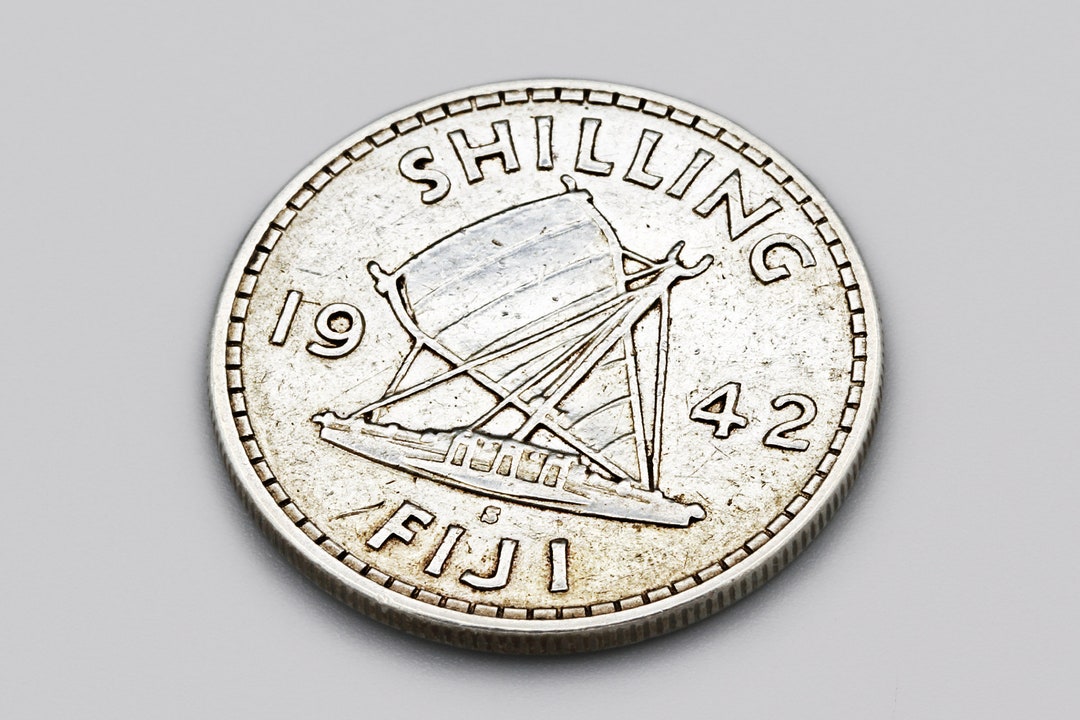 RARE Fiji 1942 S One Shilling Coin George VI, 900 Silver Coin, Great ...