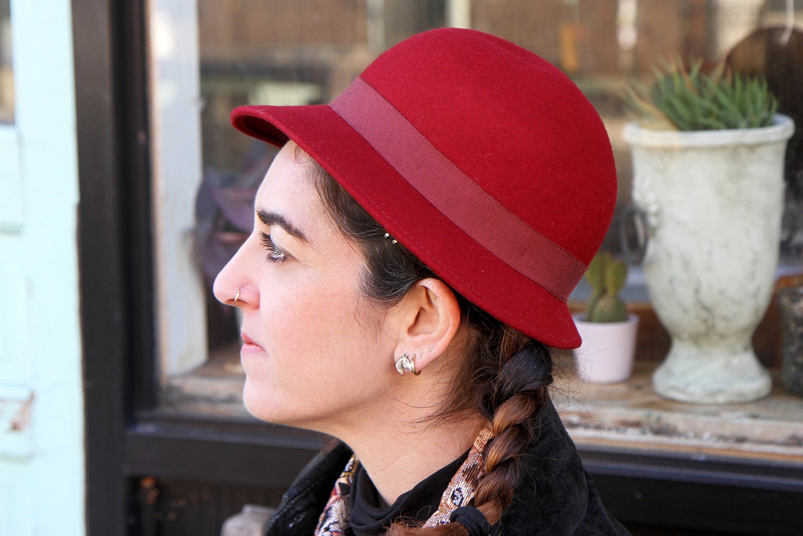 Burgundy Red Wool Hat Made in Italy Merinos Wool Laine Cloche - Etsy