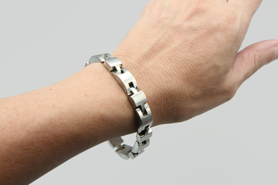 Heavy 50 Grams Chain Link Bracelet, 925 Sterling Silver Brutalist ...