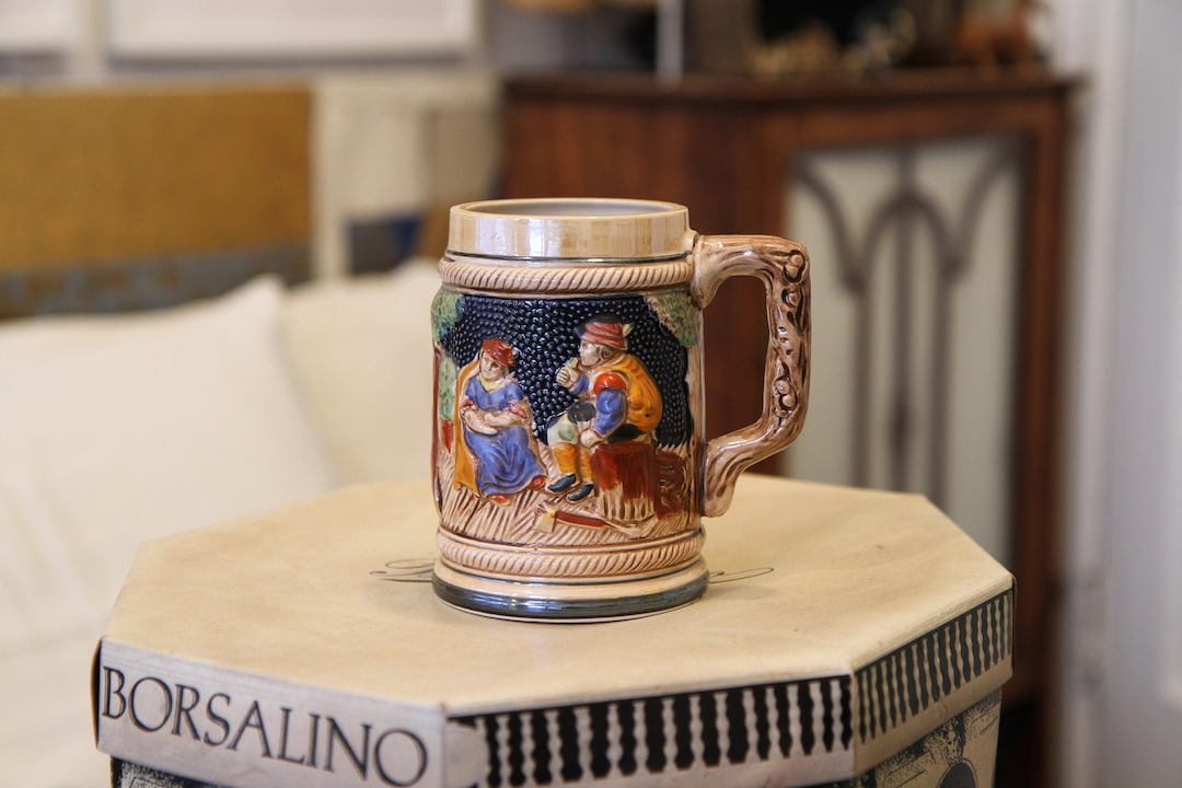 Hand Painted German Beer Stein, Big Ceramic Beer Mug, Beer Lover Gift ...
