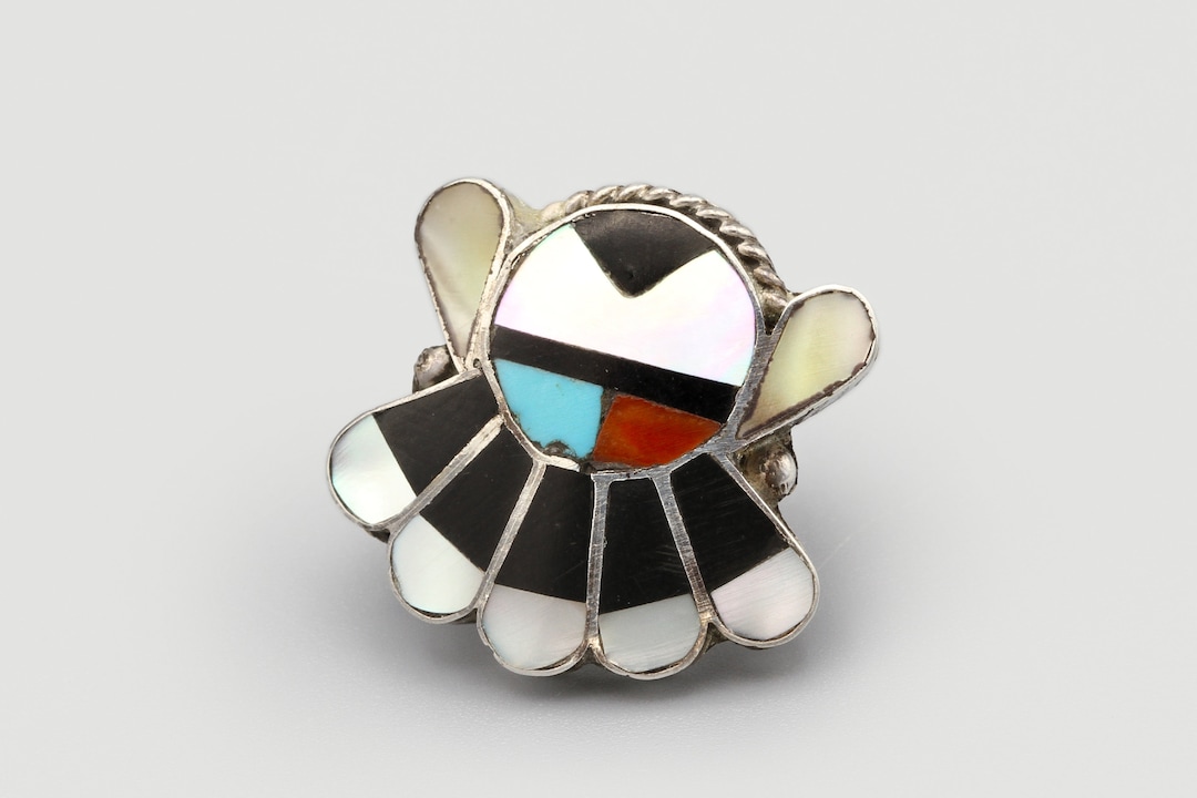 Vintage Navajo Style Sungod Lapel Pin, Multi Stone Inlay Sun Face ...