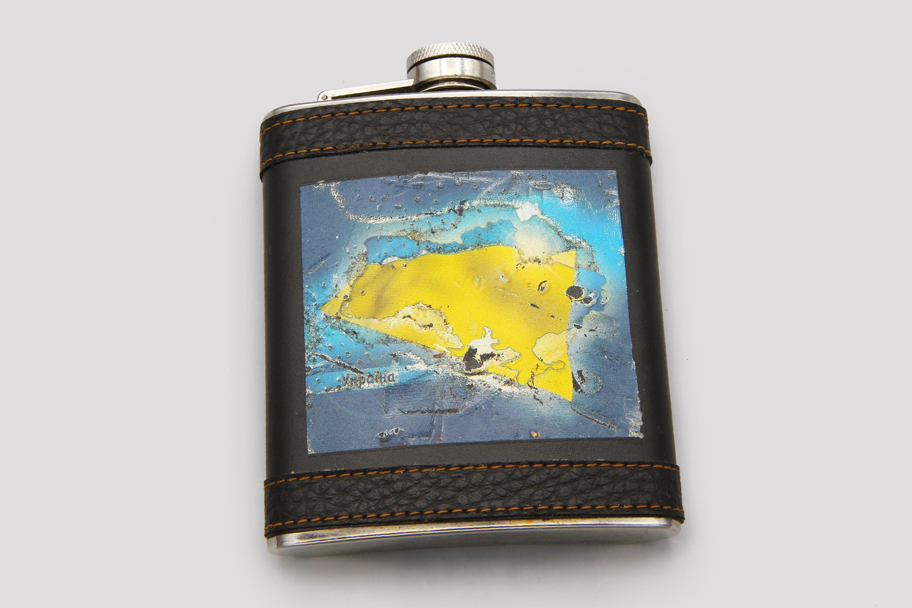 Pair of Vintage Flasks, Stainless Steel and Leather Whiskey Hip Flask ...