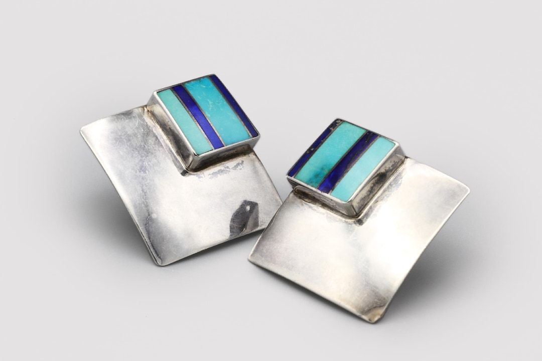 Knifewing Segura Apache Stud Earrings, 925 Sterling Silver Multi Stone ...