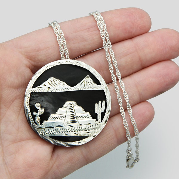 Silver Enamel Aztec Brooch - Etsy