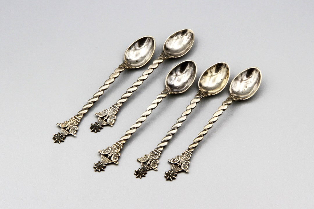 Baroque Ornate Spoons, Antique 1900s Tea Spoons, Small Coffee Spoons ...