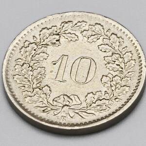 10 Rappen Swiss Coin 1969, Old Switzerland Copper Nickel Coin ...