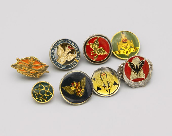 RARE Israel Lot of 8 IDF Army Pins, Colorful Enamel on Metal Round Pins ...