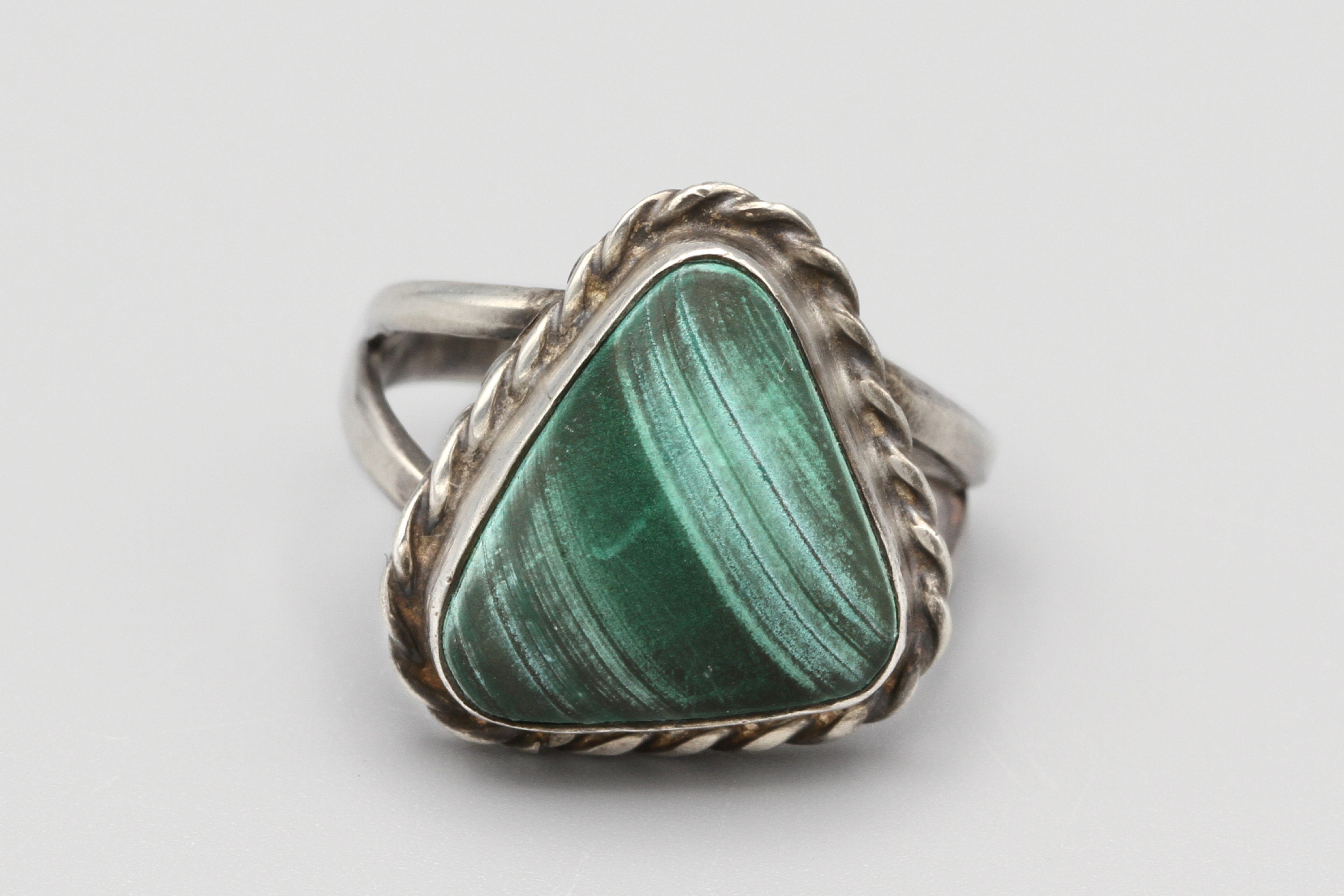 Native American Style Ring Size 6, 925 Silver and Malachite Stone ...