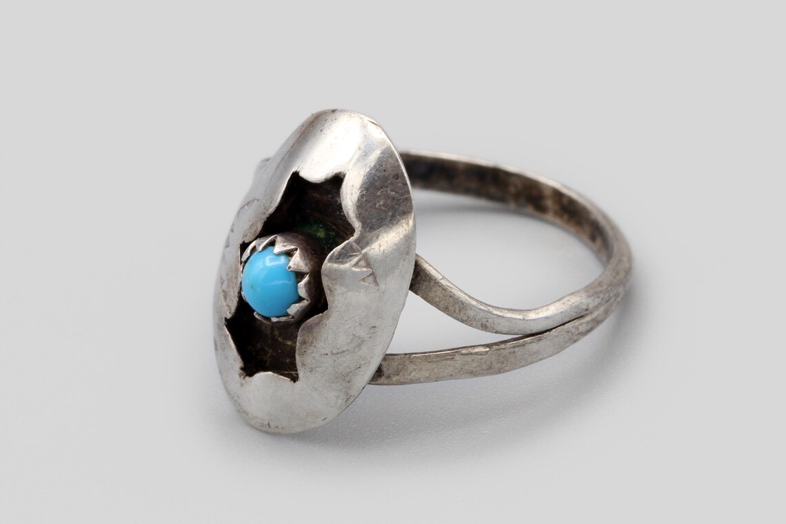 Navajo Style Sterling Turquoise Ring Size 6.5, Vintage 925 Silver ...