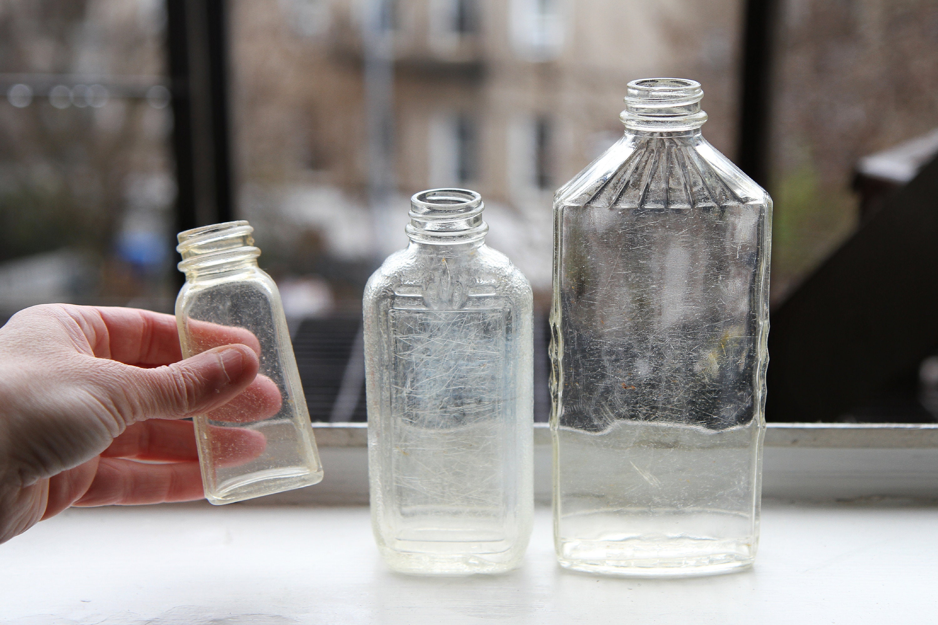 Lot of 3 Antique Clear Glass Bottles, Found in New York USA, Dunhill ...