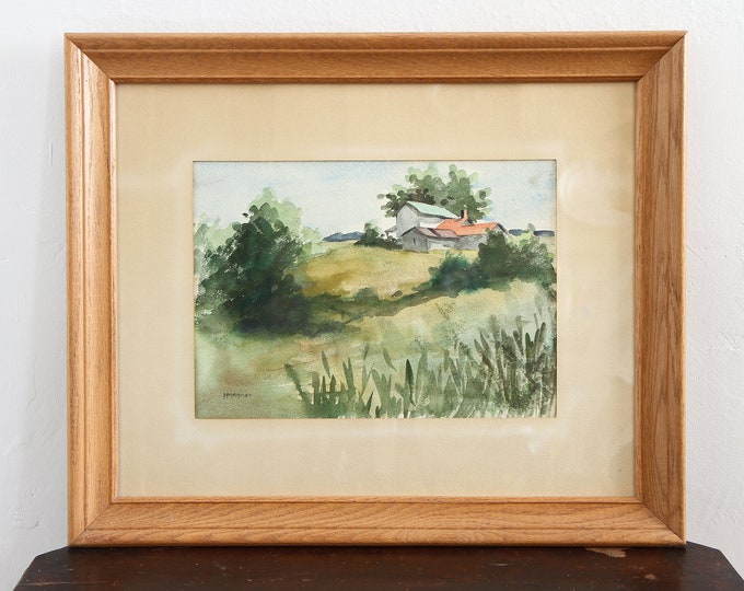 Original Signed Helen Magner Watercolor Painting on Paper, Fields ...