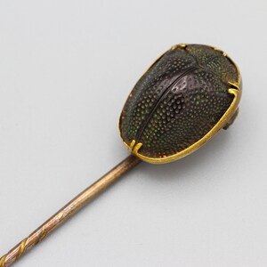 Green Beetle Art Deco Stick Pin, Beetle and Gold Pin, Yellow Gold Hat ...