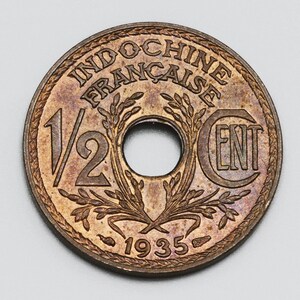 1935 French Indochina 12 Cent France Half Centime 1935 French