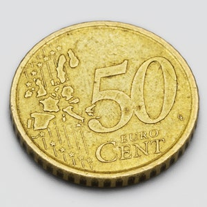 50 Euro Cent Coin 2001, 1st Type 1st Map, Miguel De Cervantes, European ...