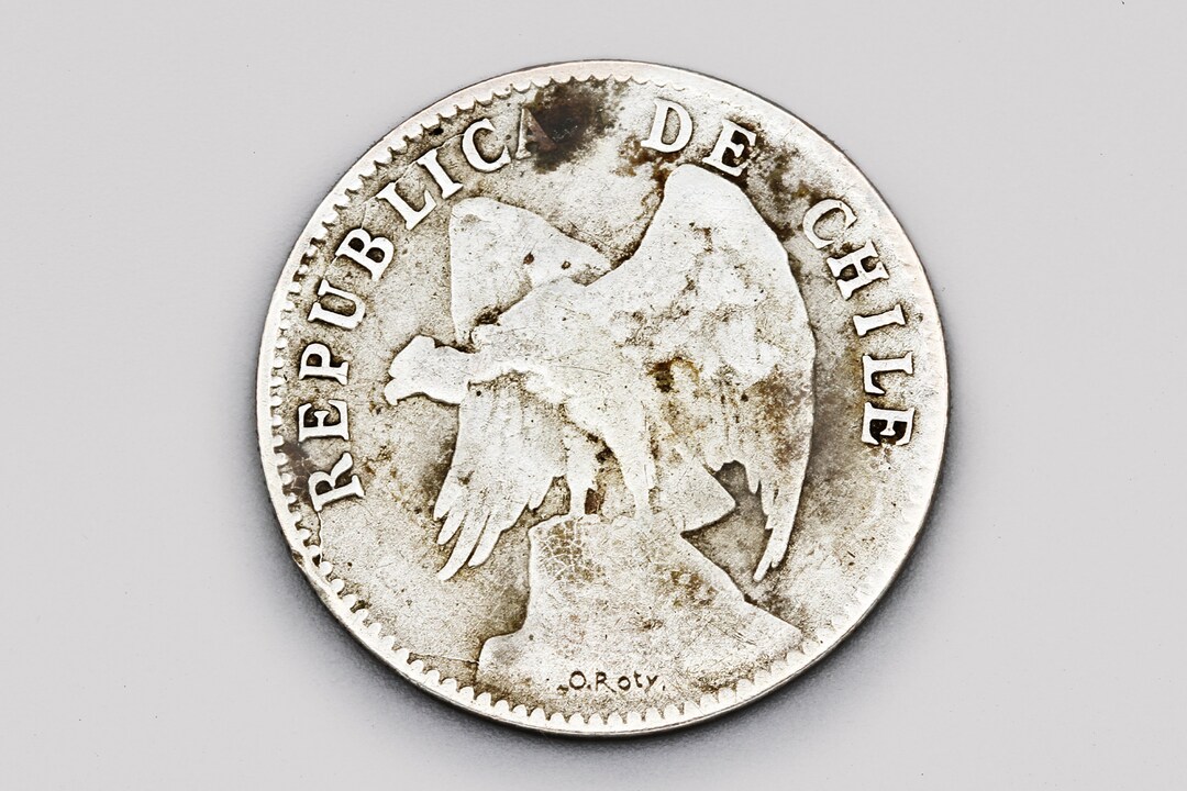Chile 20 Centavos Coin 1908, 400 Silver Veinte Centavos Coin, Andean ...