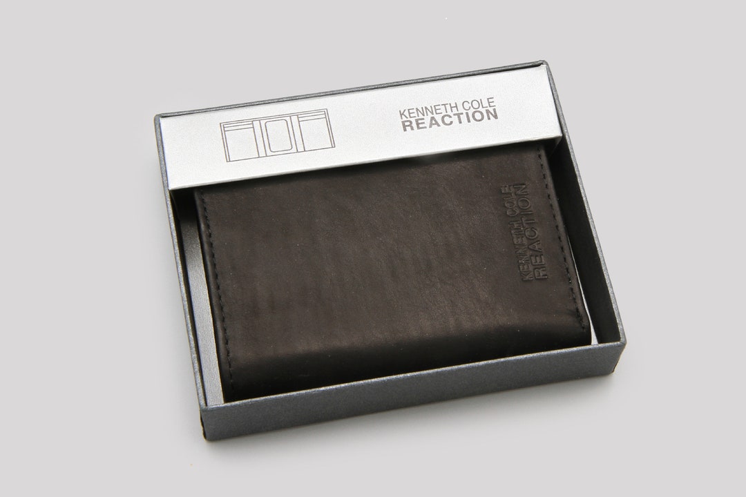 Boxed Leather Billfold Wallet for Men, Black Genuine Leather in ...