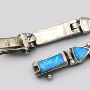 RARE Blue Fire Opal Inlay Panel Link Bracelet, 925 Sterling Silver ...