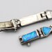 RARE Blue Fire Opal Inlay Panel Link Bracelet, 925 Sterling Silver ...