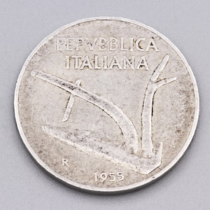 1955 R Italy 10 Lire Coin, Italian Aluminium Coin, Italy Currency ...