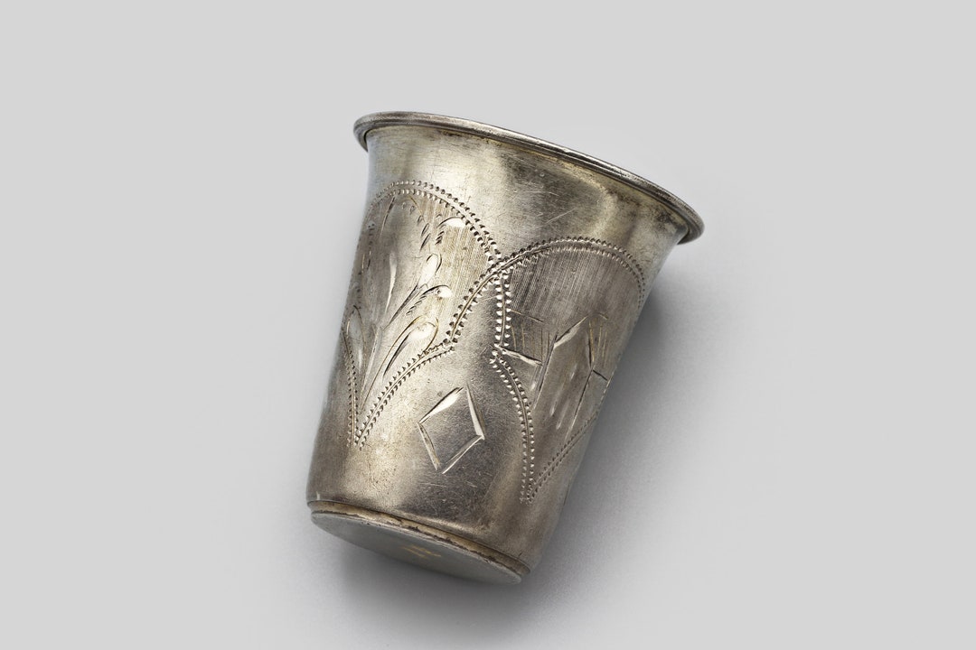 Antique 1900s Kiddush Cup, 84 Sterling Silver Jewish Cup, Old Engraved ...