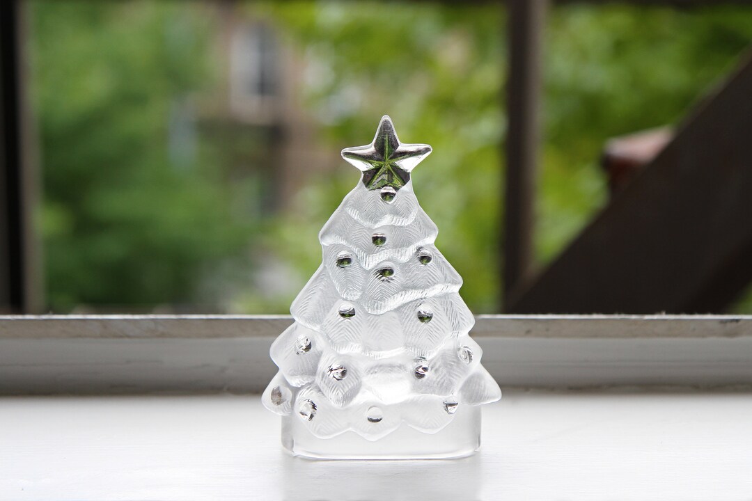 Clear Glass Lighted Christmas Tree, Frosted Glass Candlestick Holder ...