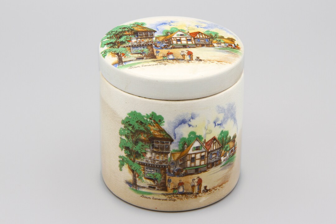 Sandland Ware Staffordshire Porcelain Box, Frank Cooper Cylindrical ...
