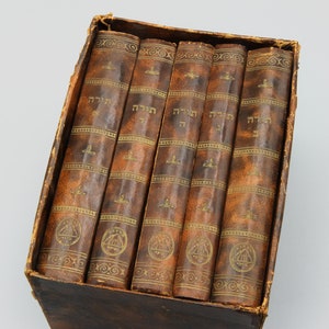 RARE Small Sefer Torah, Antique Circa 1950s Judaica Books Set, Hebrew ...