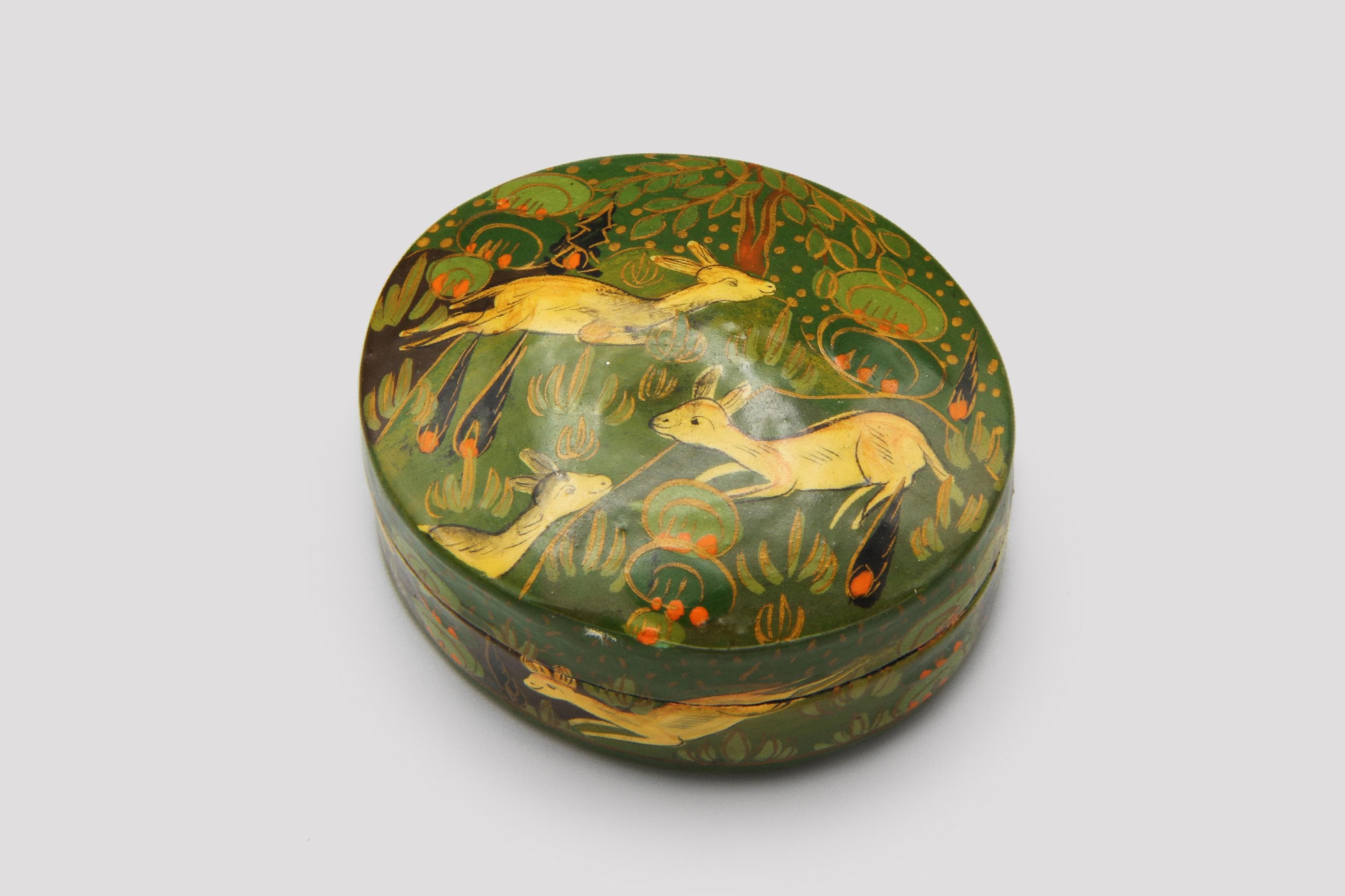 Indian Hand Painted Deer Reindeer Box, Ethnic Papier Mache Box With Lid ...