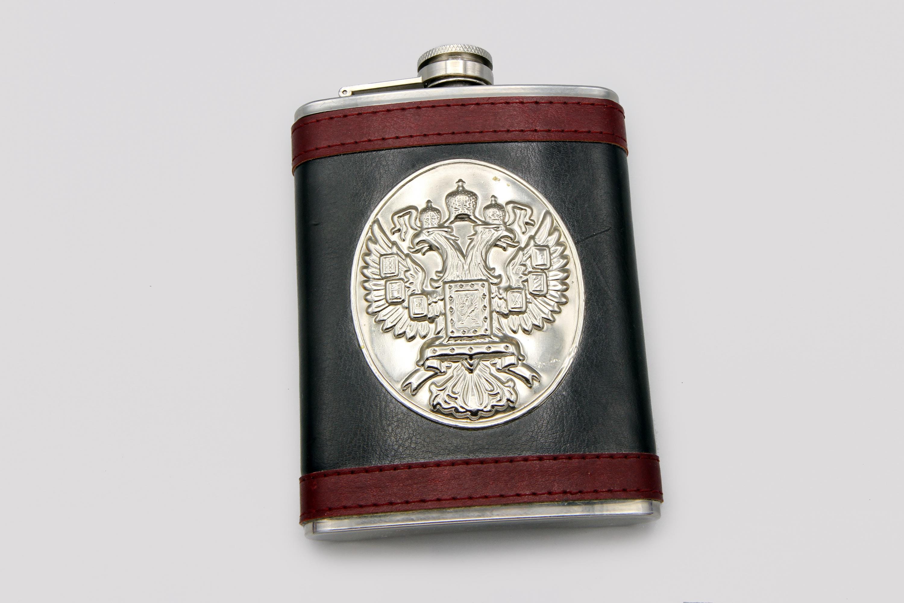 Pair of Vintage Flasks, Stainless Steel and Leather Whiskey Hip Flask ...