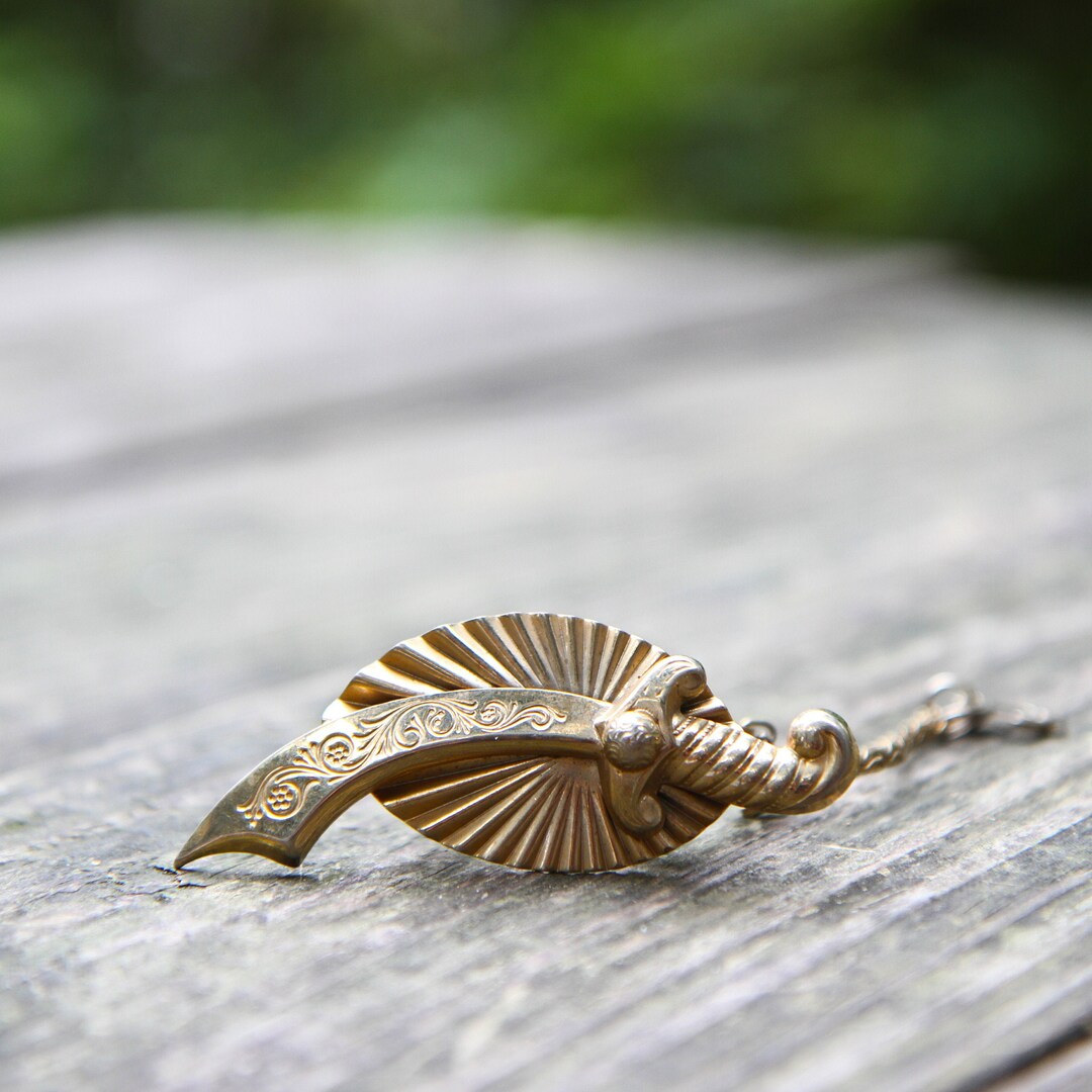 Gold Tone Scimitar Sword Mens Sweater Clip, Cardigan Clip Chain ...