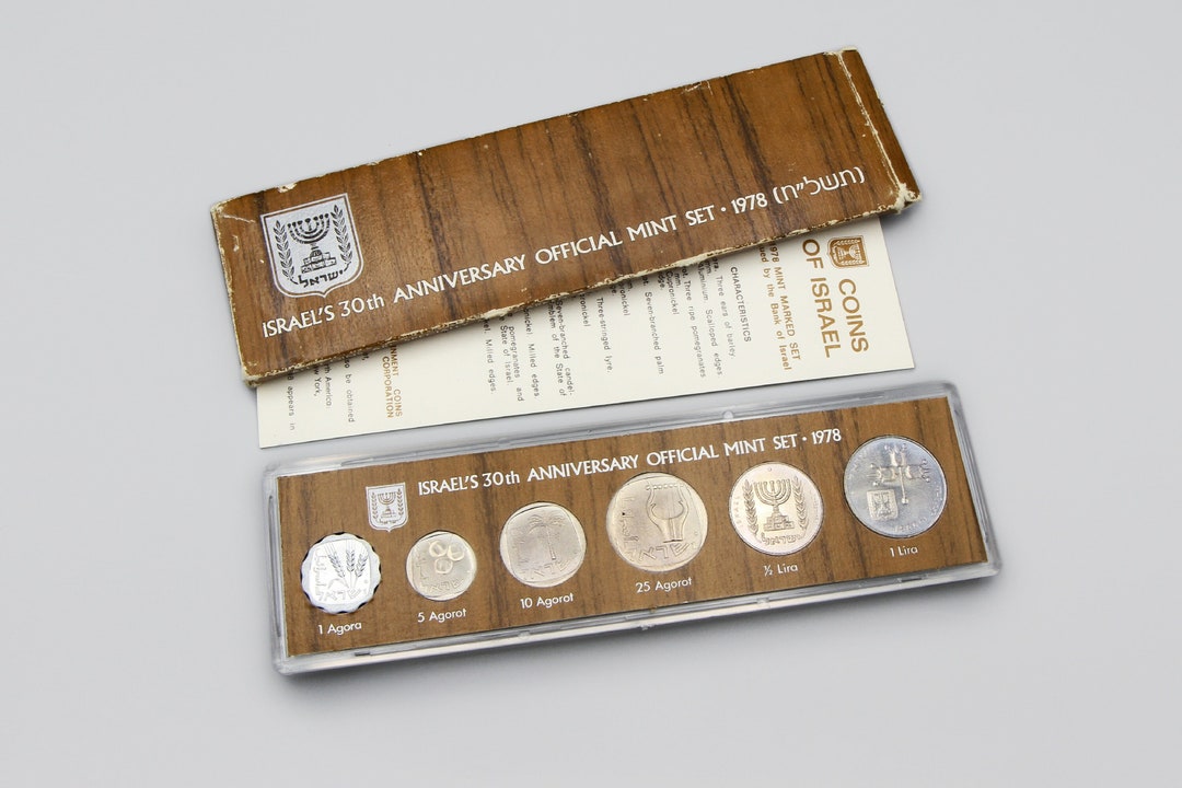 6 Old Shekel Coins Set, Israel 30th Anniversary Official Mint Set ...
