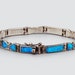 RARE Blue Fire Opal Inlay Panel Link Bracelet, 925 Sterling Silver ...