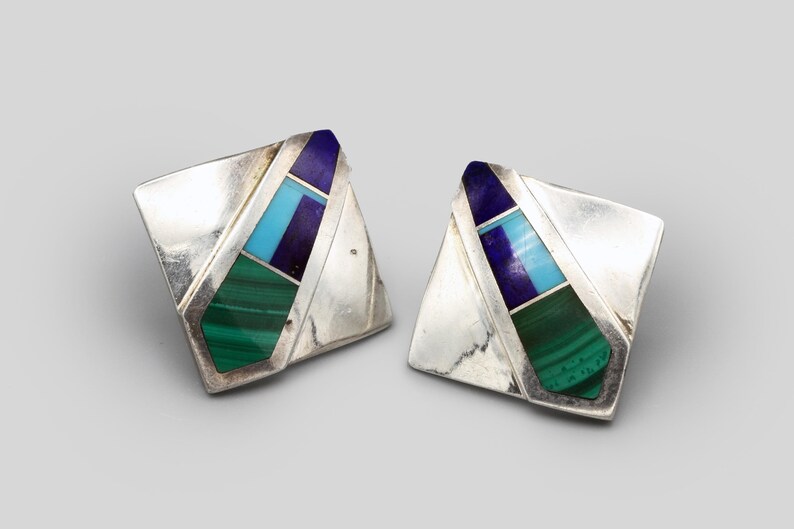 Knifewing Segura Apache Stud Earrings, 925 Sterling Silver Multi Stone ...