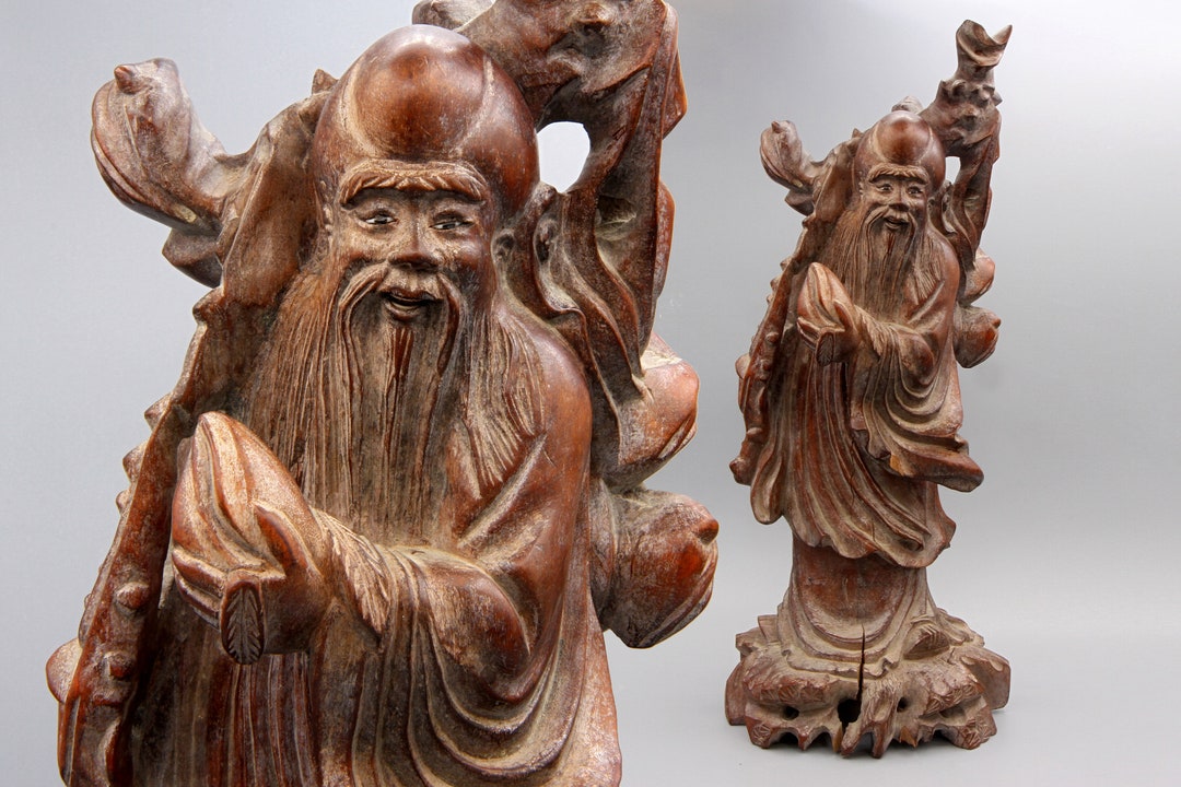 Mythological God Nanji Laoren, Vintage Shouxing Chinese Sculpture ...