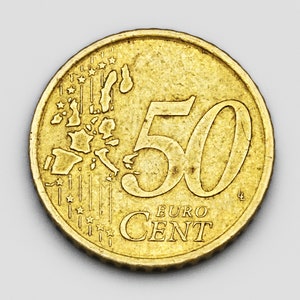 50 Euro Cent Coin 2001, 1st Type 1st Map, Miguel De Cervantes, European ...