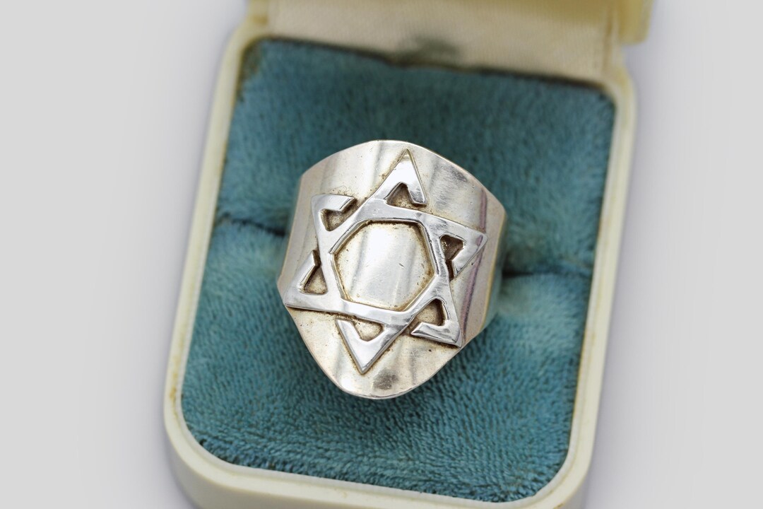 RARE Star of David Sterling Signet Ring Size 11, Taxco Mexico Mens Ring ...