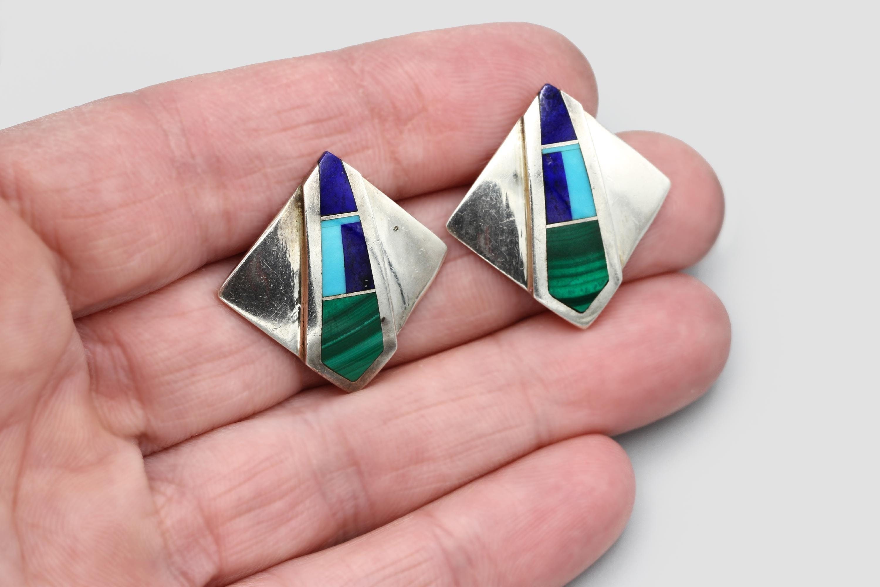 Knifewing Segura Apache Stud Earrings, 925 Sterling Silver Multi Stone ...